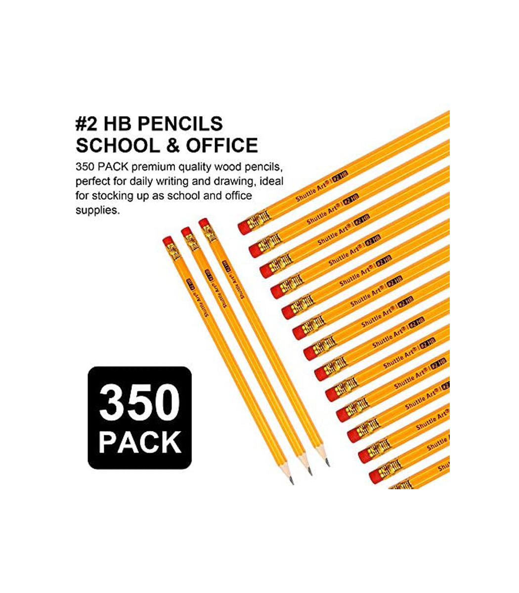 Shuttle Art Pencil HB #2 Set of 350, Yellow, Standard Pencil, Plain ...